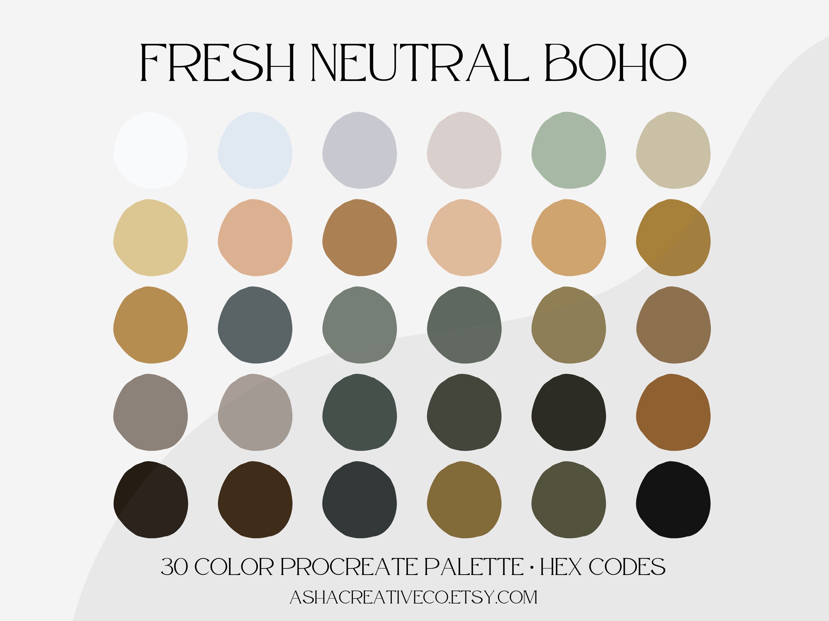 Fresh Neutral Boho Color Palette procreate Color Palette - Etsy