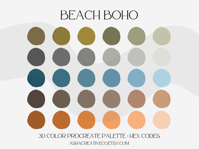 Beach Boho Procreate Color Palette | Color Swatches |for Digital ...