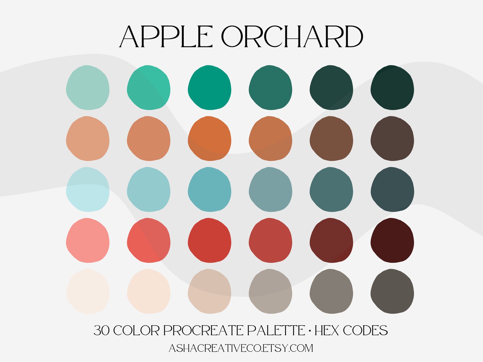 Apple Orchard Procreate Color Palette | Color Swatches |for Digital ...