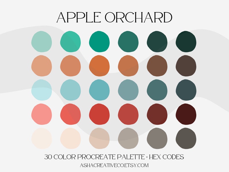 Apple Orchard Procreate Color Palette | Color Swatches |for Digital ...