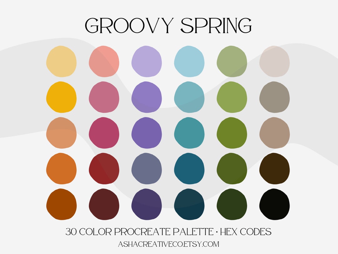 Groovy Spring Procreate Color Palette | Color Swatches |for Digital ...