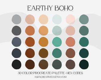 Fresh Autumn Boho Procreate Color Palette | Color Swatches |for Digital ...