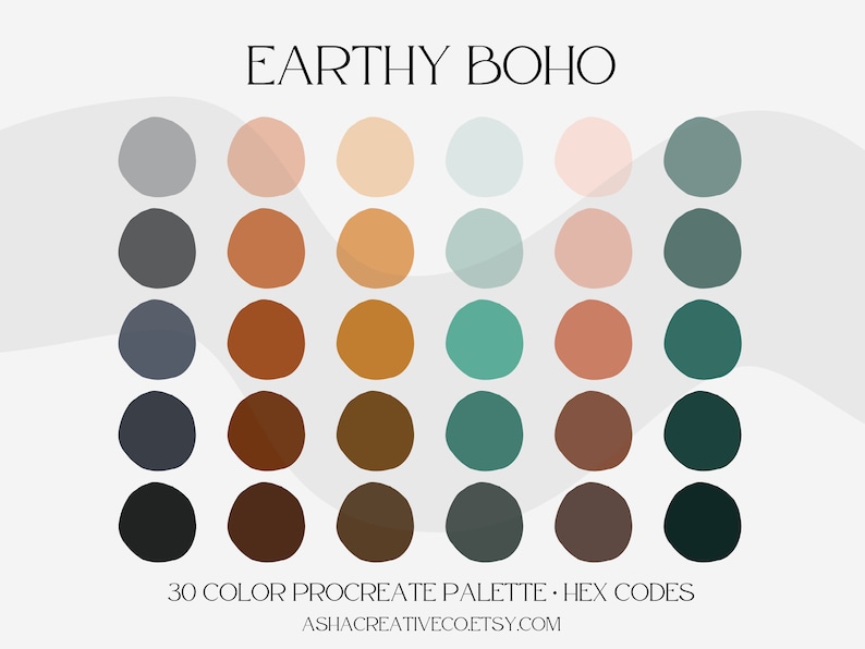 Earthy Boho Procreate Color Palette Color Swatches for Digital Planning ...
