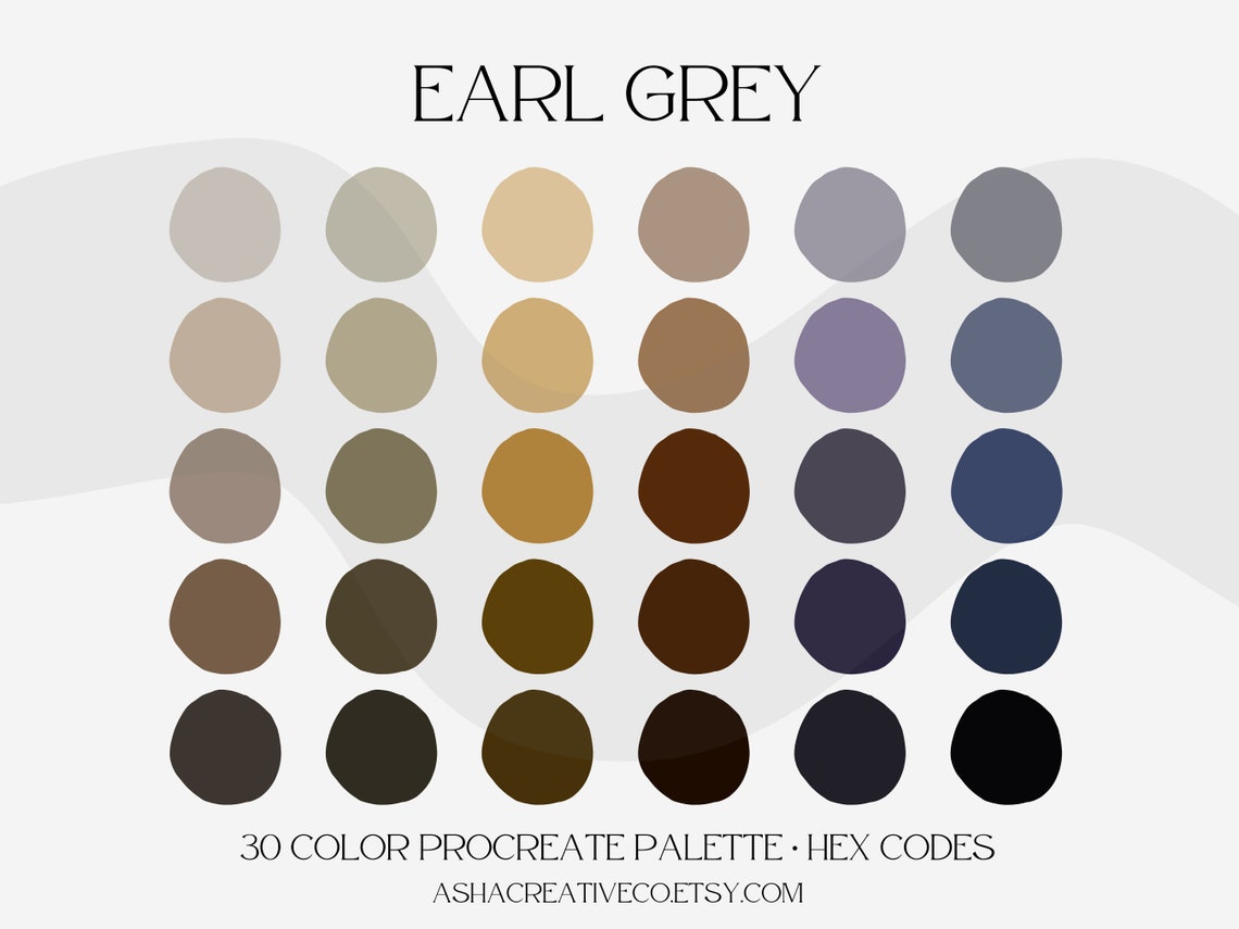 Earl Grey Procreate Color Palette | Color Swatches |for Digital ...
