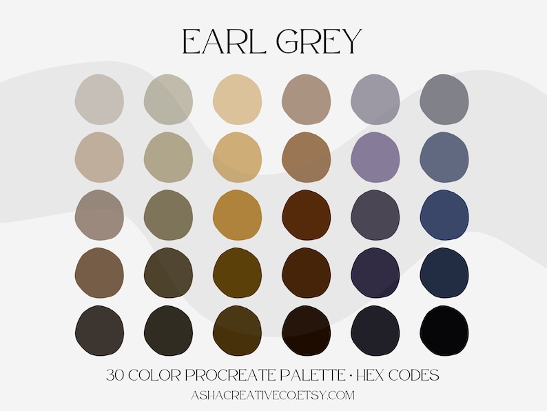 Earl Grey Procreate Color Palette | Color Swatches |for Digital ...