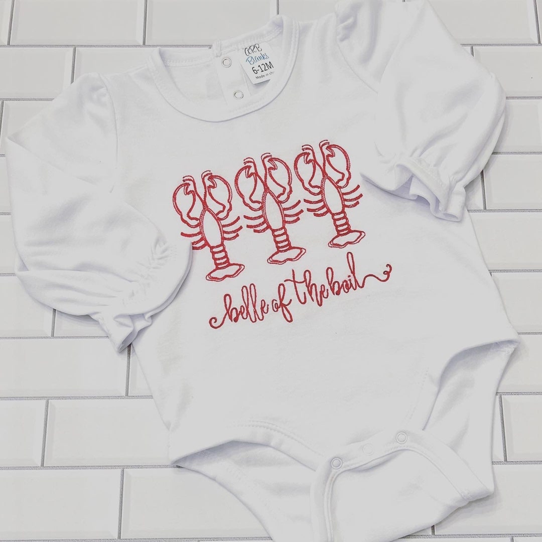 Girl's Crawfish Boil Onesie, Girl's Crawfish Onesie, Girl's Embroidery ...