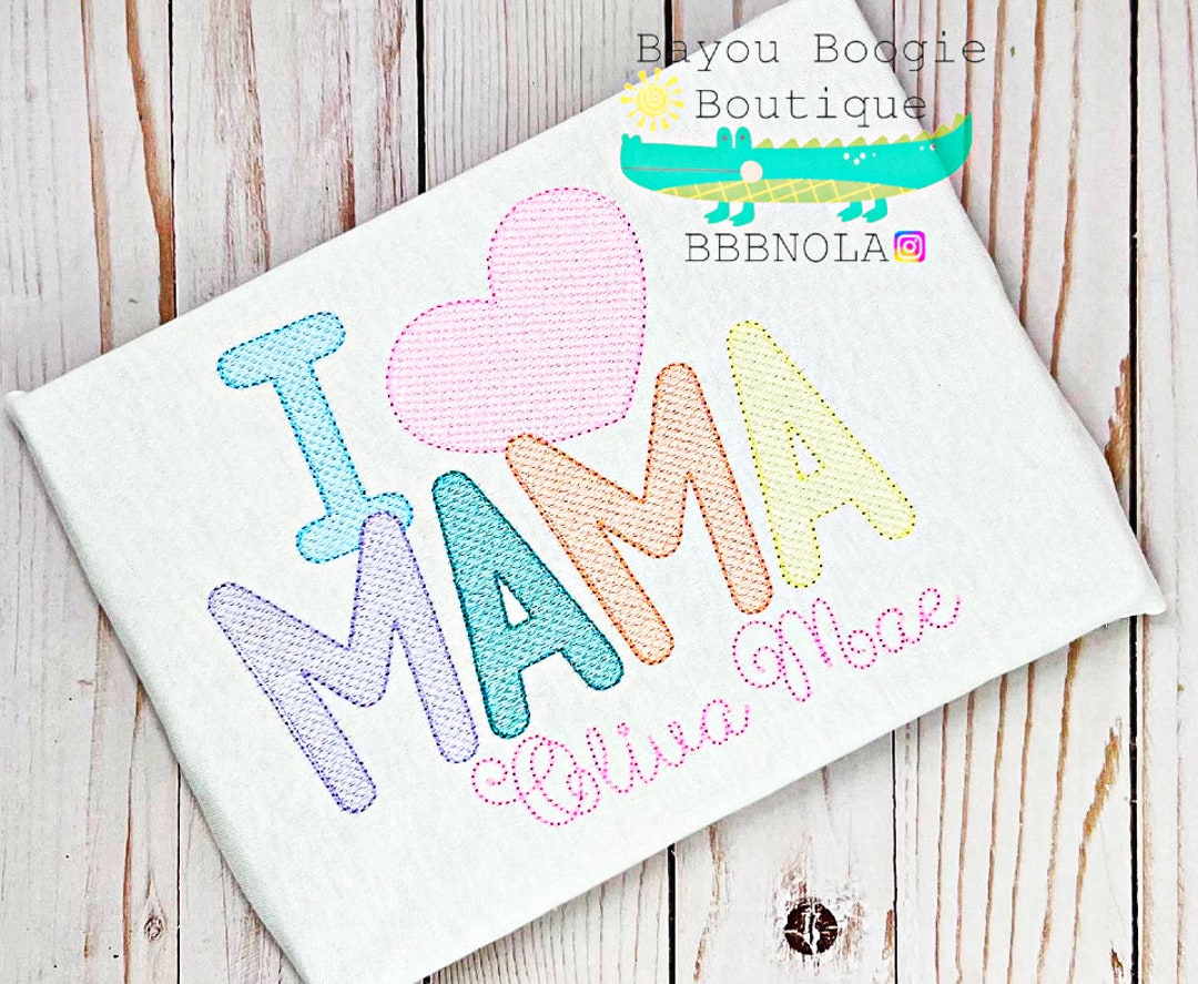 Mothers Day I Heart Mom Baby Embroidery Mother's Day - Etsy