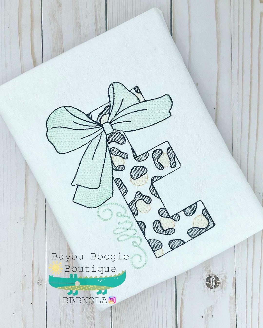 Leopard Print Monogrammed Girl's Embroidery, Personalized Baby Gift - Etsy