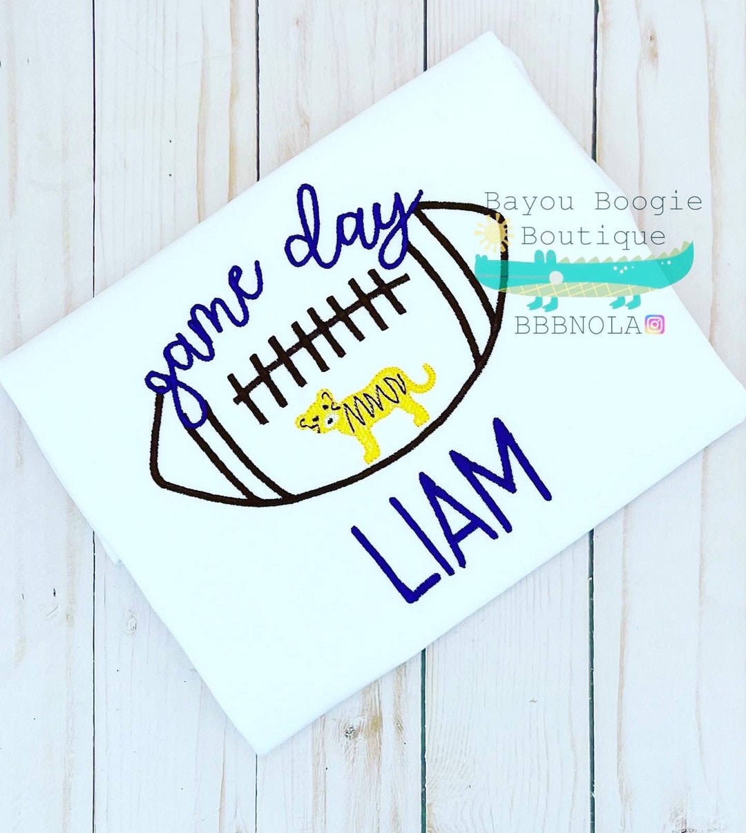 Boy's LSU Game Day Football Personalized Embroidery Clothing, Boy's ...