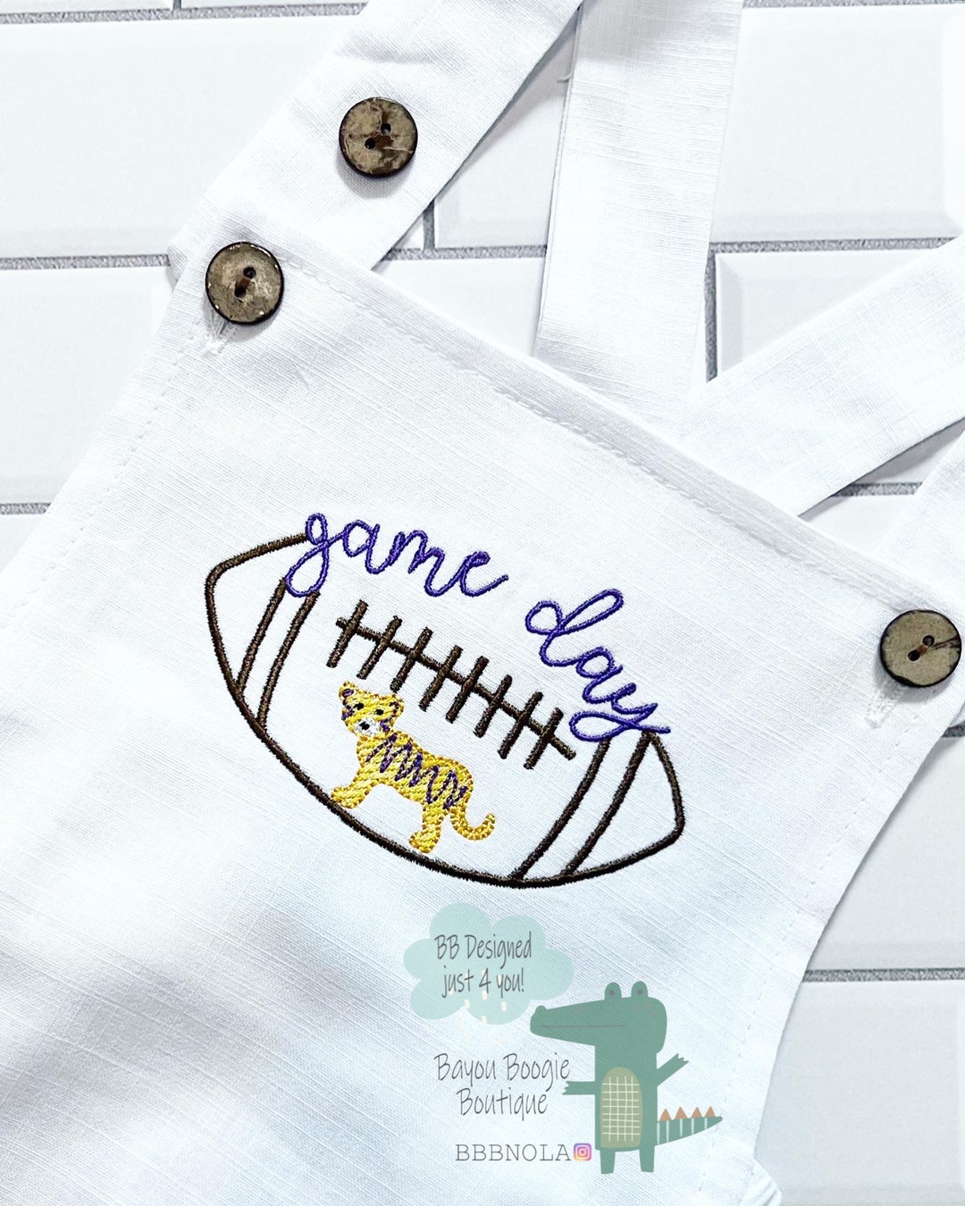 Embroidered LSU Tigers Game Day Outfit, Baby Boy Football Romper - Etsy