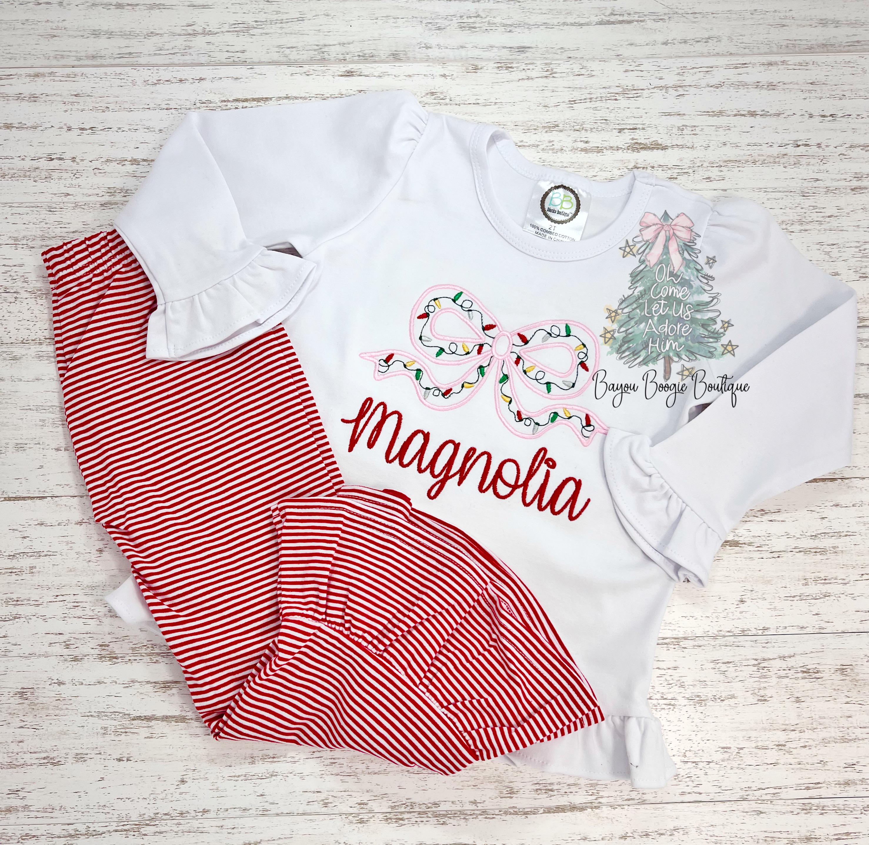 Girls Embroidered Christmas Shirt: Custom Embroidery, Romper, Bubble - Etsy