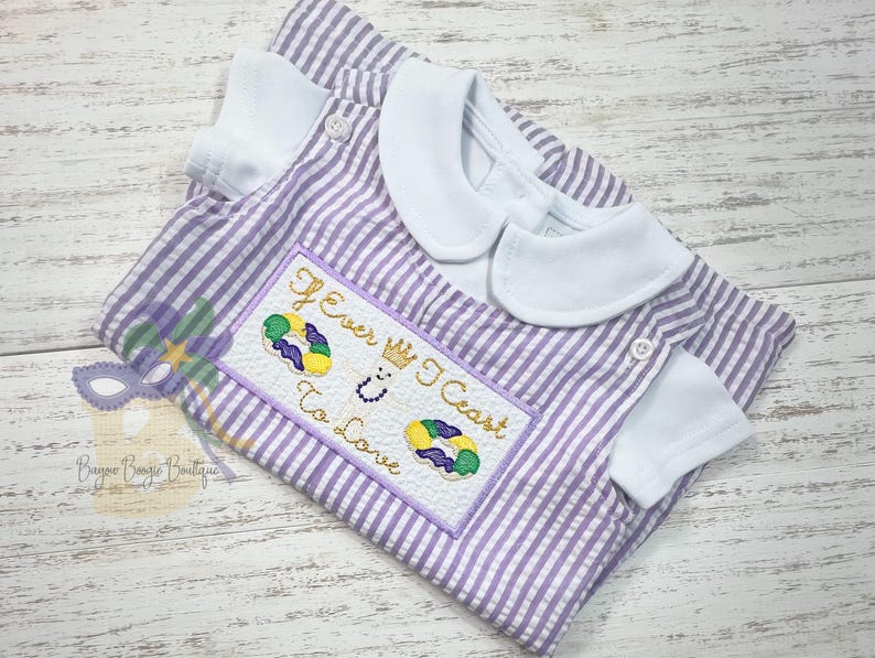 Boys Seersucker Mardi Gras Jon Jon; Baby Boy Monogram Romper, Boys ...