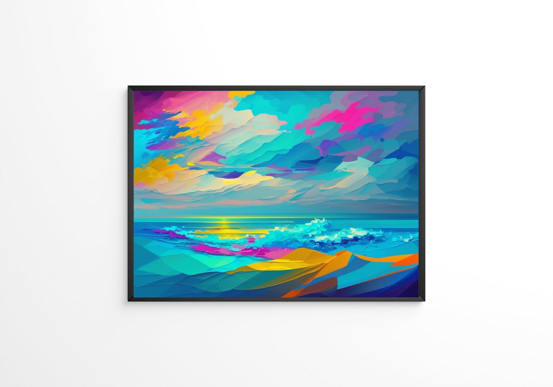 Colorful Abstract Ocean Art Printable Wall Art Geometric Downloadable ...