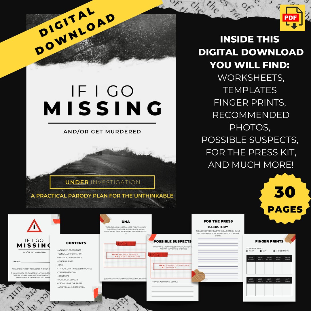 If I Go Missing (and/or Get Murdered) Instant Download | Practical ...