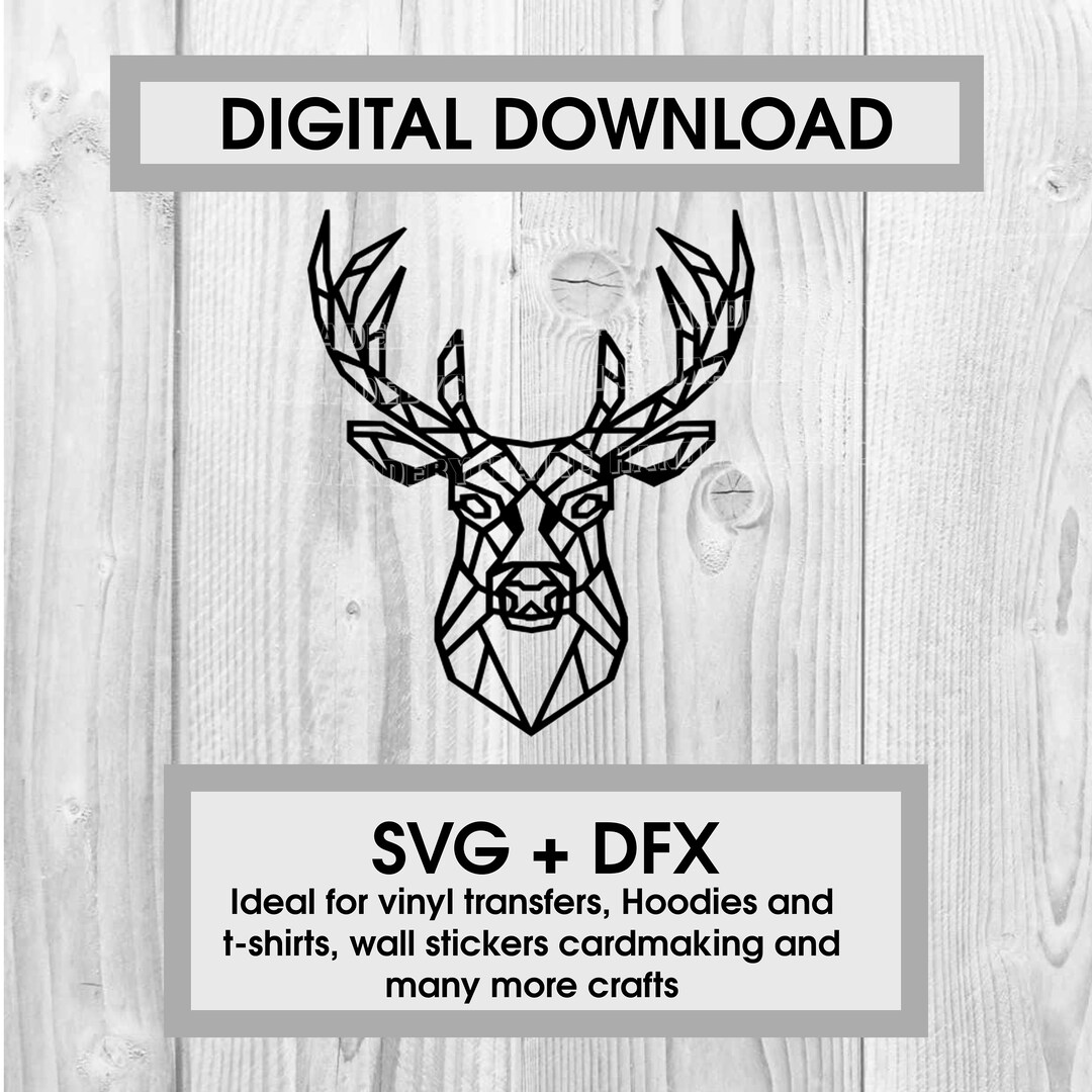 Geometric Stag Head SVG & DFX Cutting File. for T-shirt Design, Vinyl ...