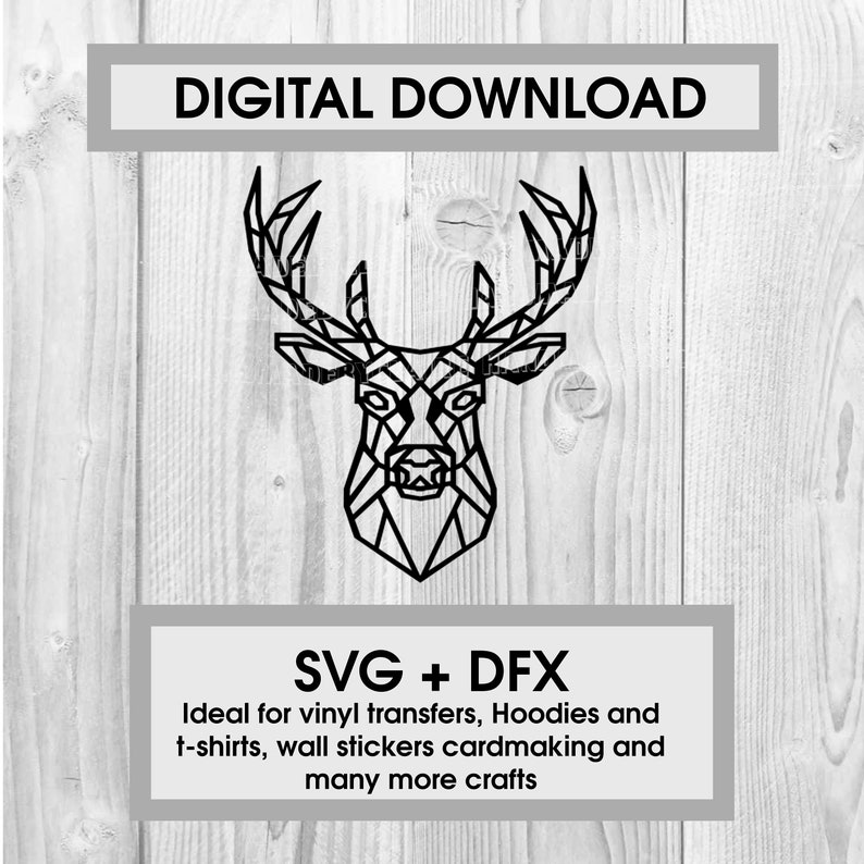 Geometric Stag Head SVG & DFX Cutting File. for T-shirt Design, Vinyl ...