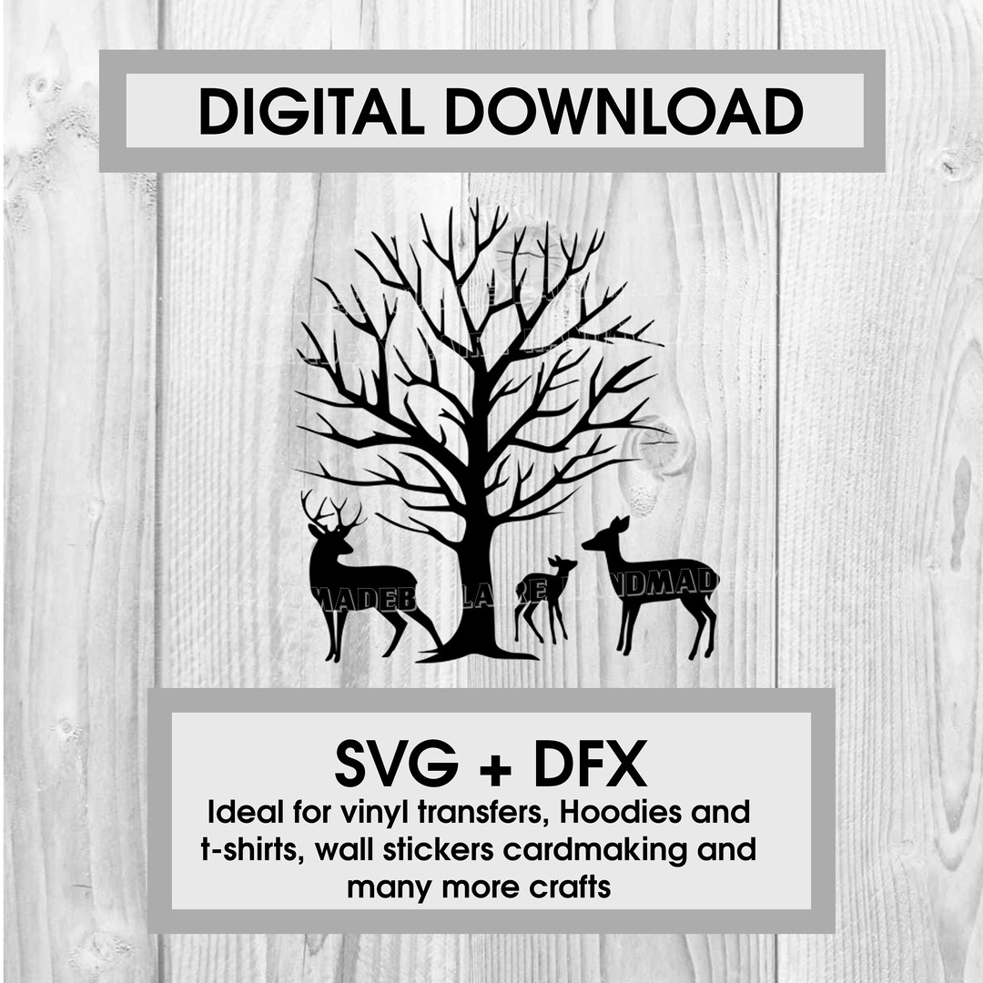 Deer Family With Tree SVG & DFX Cutting File. for T-shirt Design, Vinyl ...