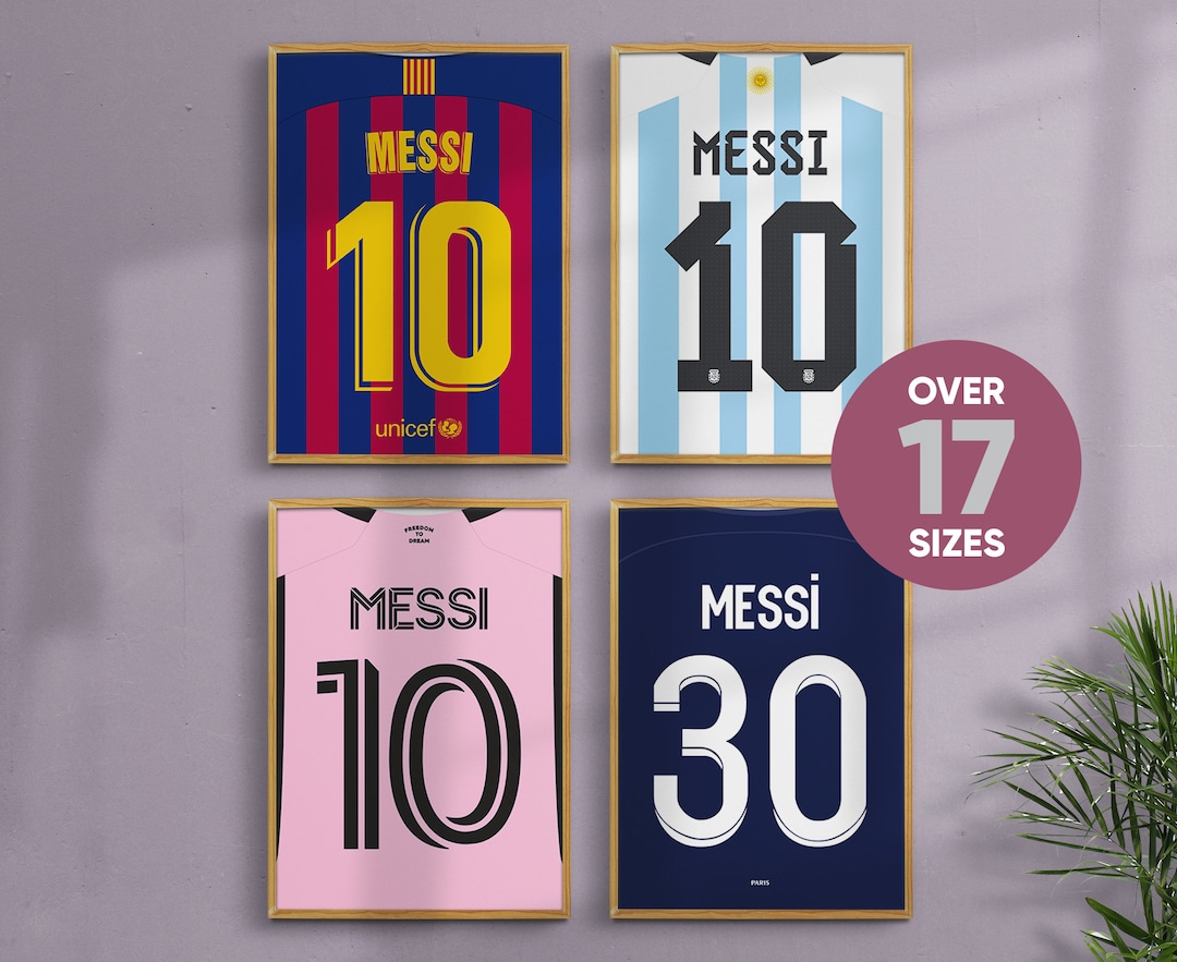 Set of 4 Messi Football Shirt Posters Lionel Messi Wall Art Inter Miami ...