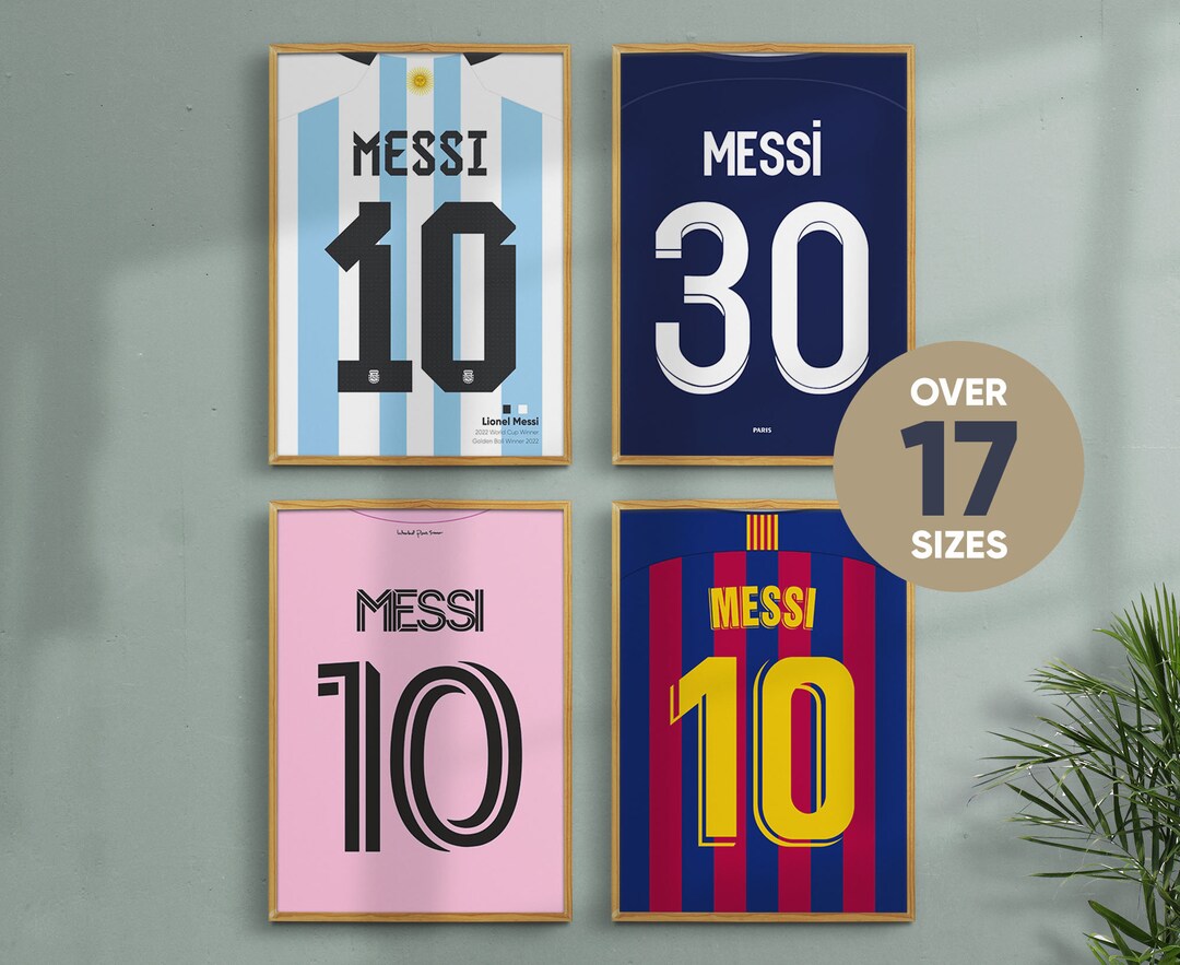 Set of 4 Messi Football Shirt Posters Lionel Messi Wall Art Inter Miami ...