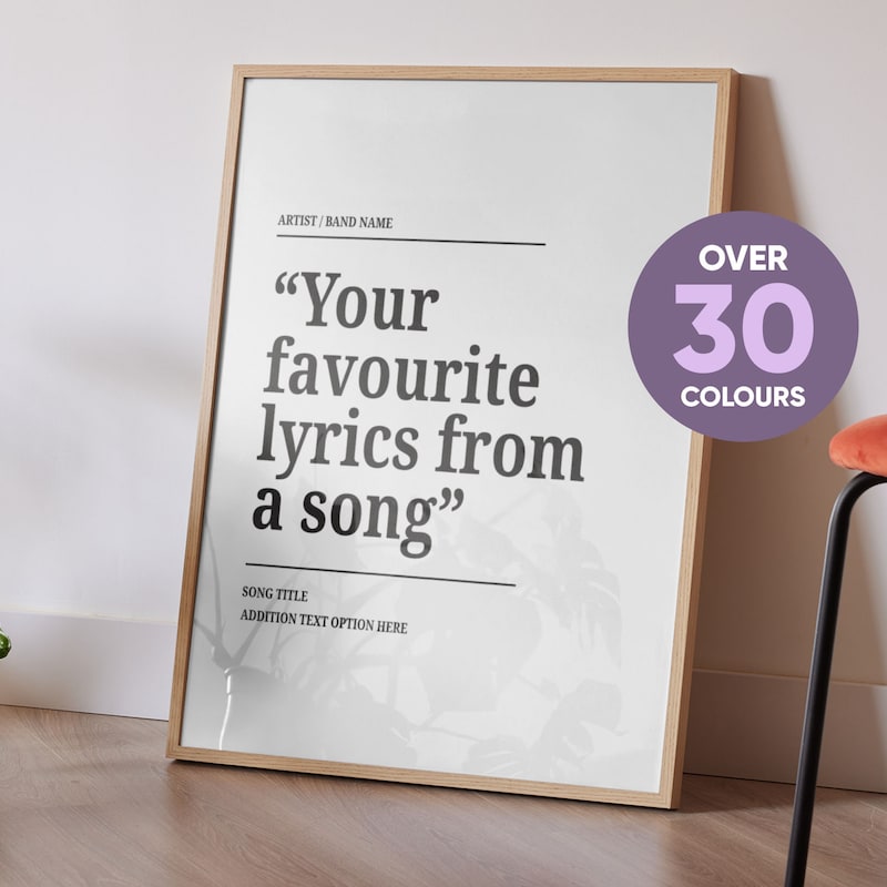 Lyric Poster - Etsy UK