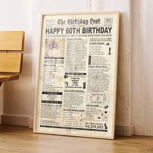 UK PRINTABLE | Birthday Newspaper Present | Year They Were Born ...