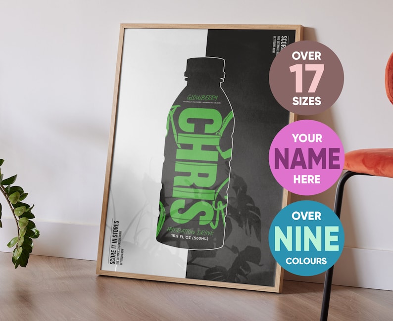 Personalised Prime Drink Inspired Poster Print, Bedroom Print, Drink ...