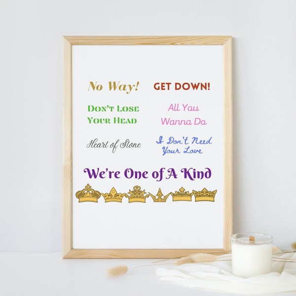 Six the Musical Quotes - Etsy UK