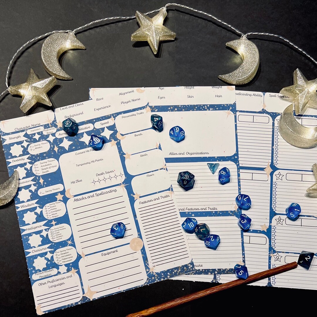Enchanting Night Themed DND Character Sheet Printable Digital Download ...