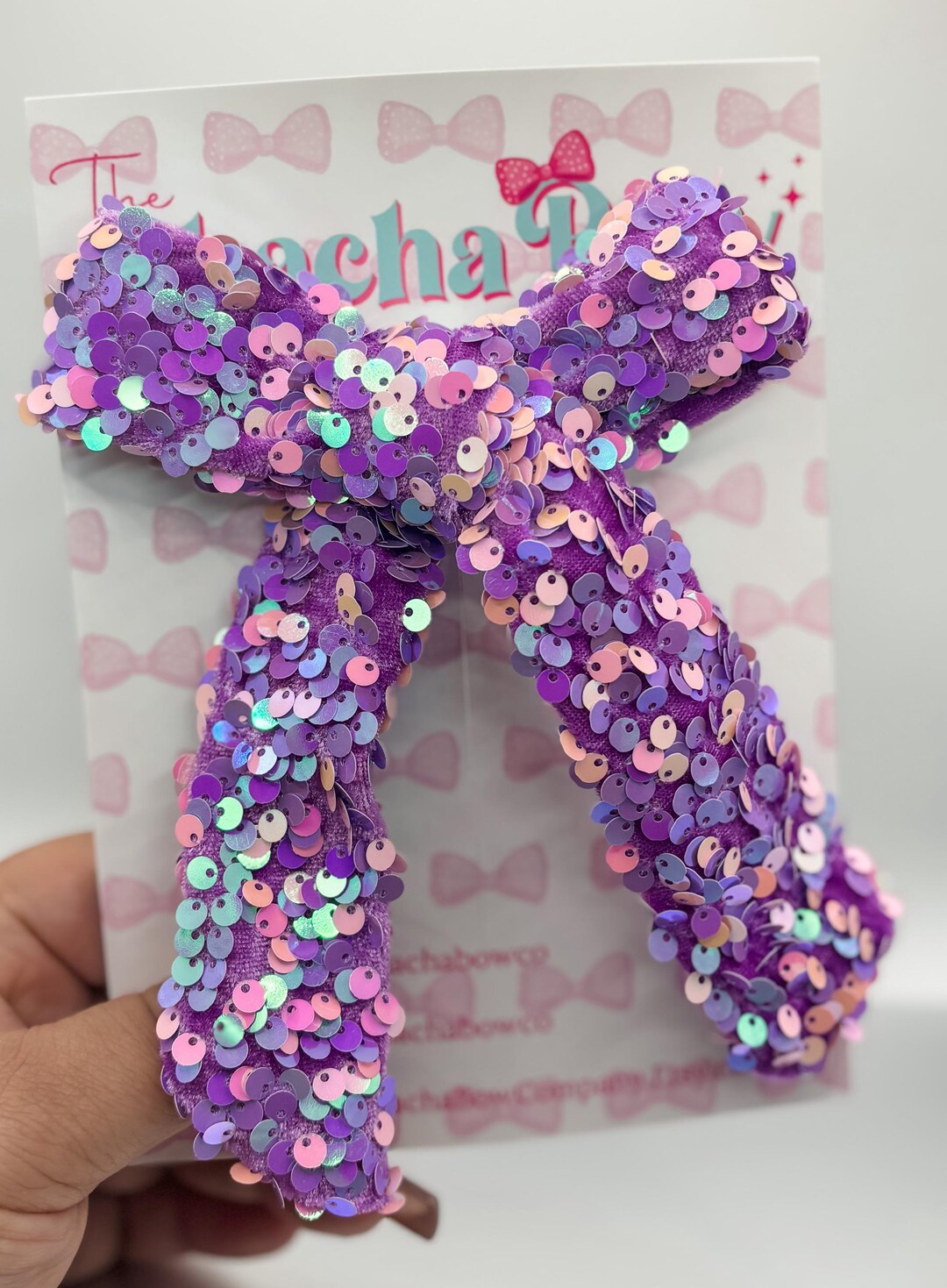 Light Purple Sequin Velvet Bow - Etsy