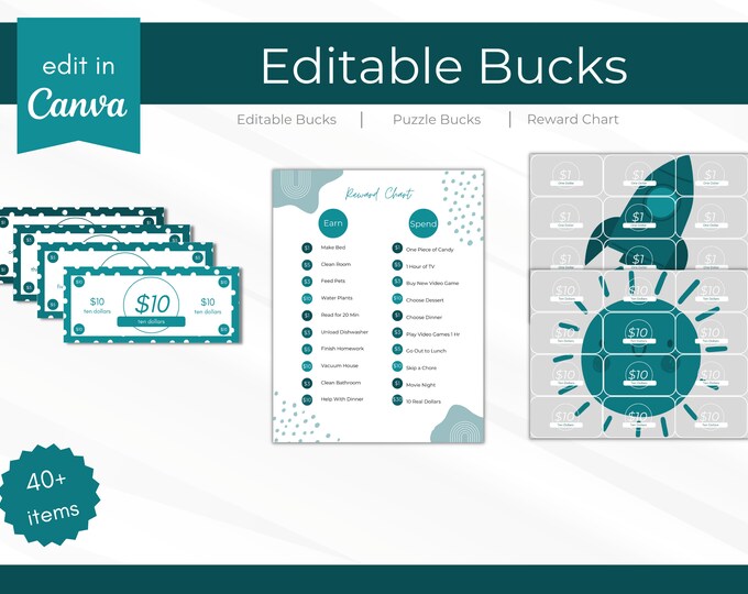 Editable Mom Bucks Printable Reward Bucks Kids Reward Chart Printable ...