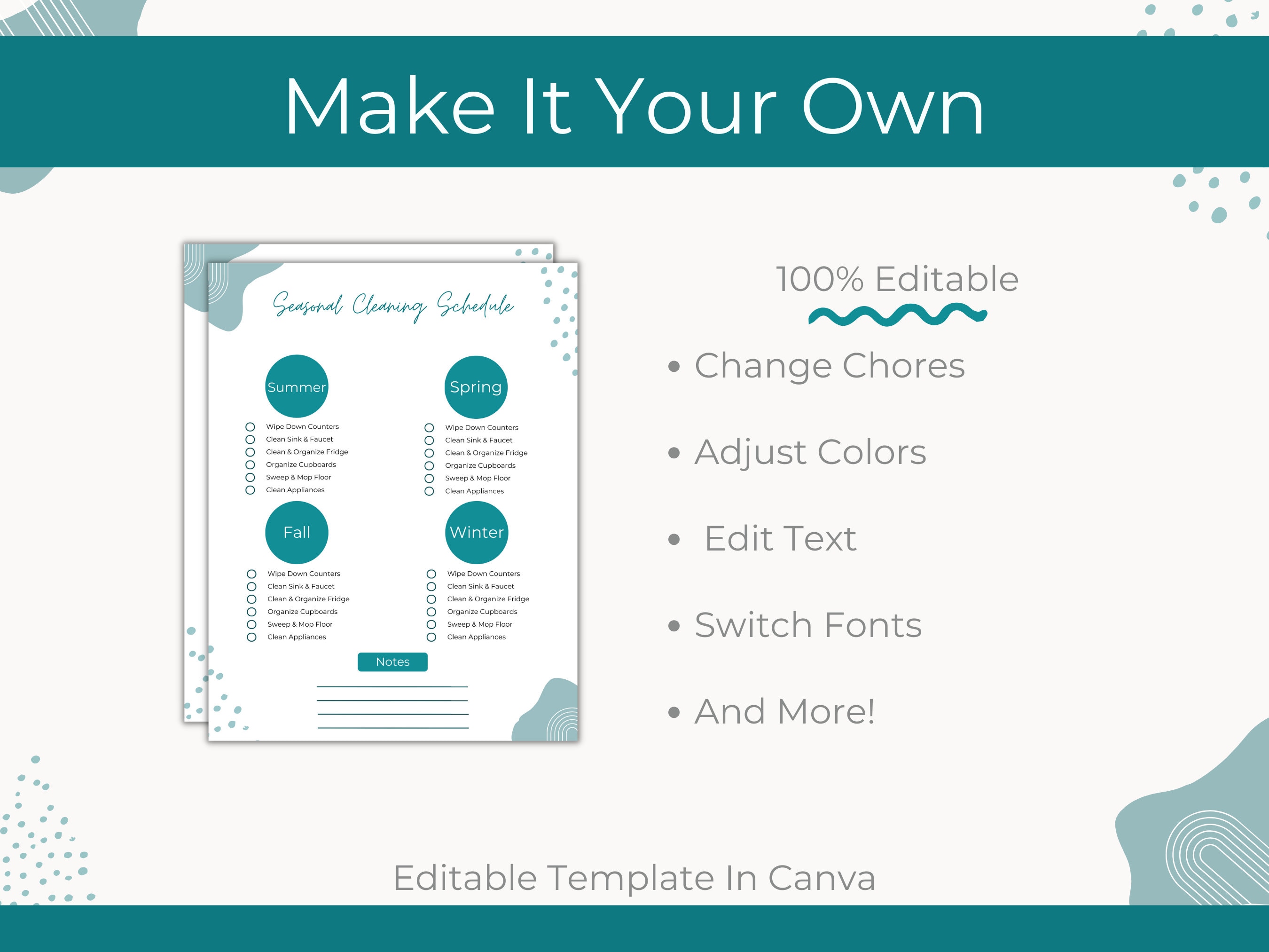 Editable Chore Chart Household Cleaning Schedule Family - Etsy