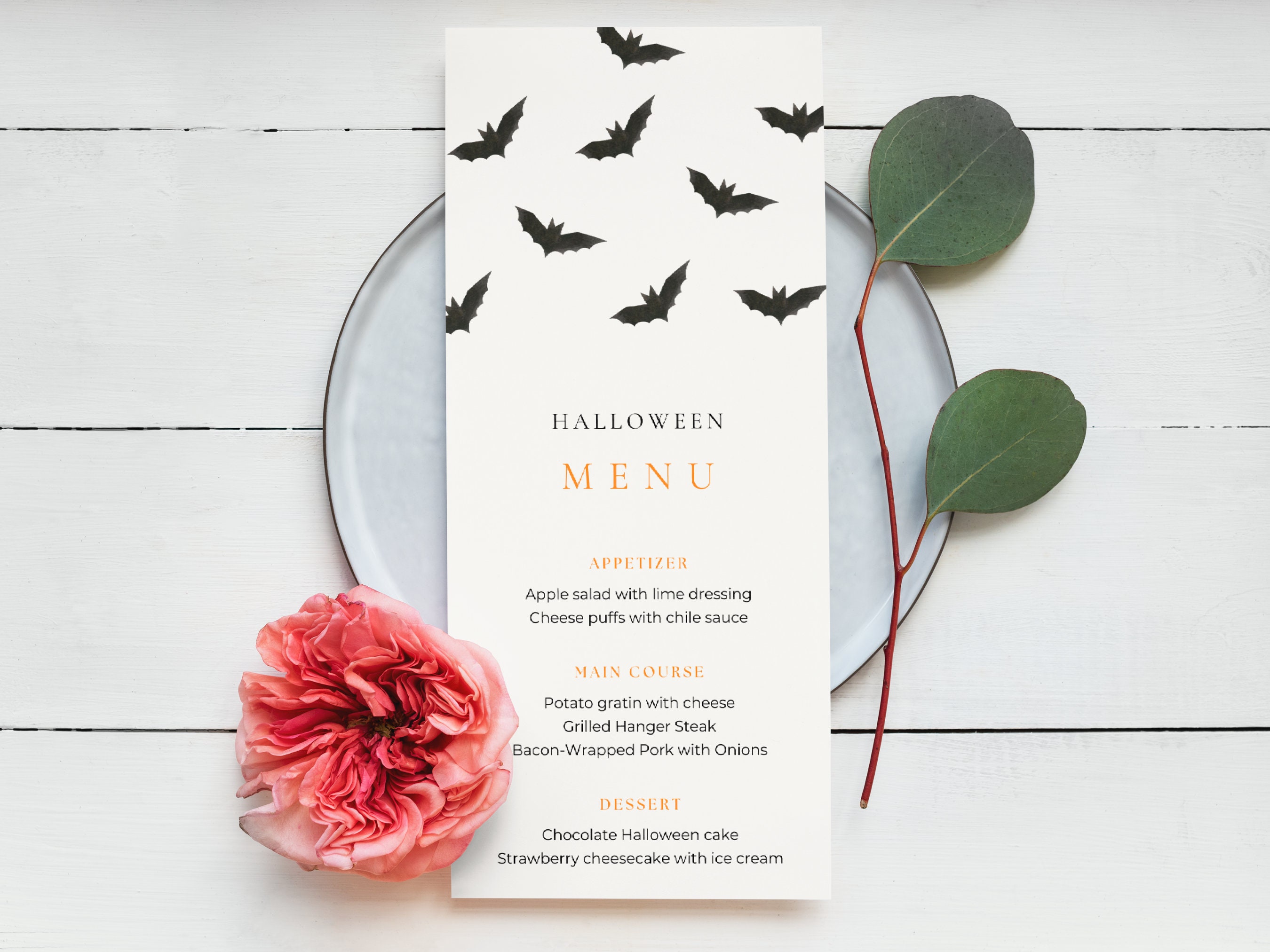 Printable Halloween Menu Template Editable Halloween Dinner Party Menu ...