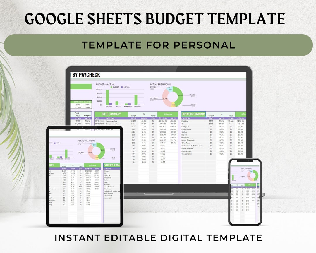 Google Sheets Budget Template, Zero Based Budget, Google Sheets Simple ...
