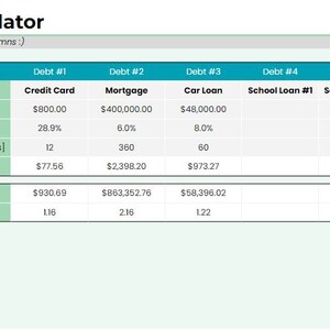 Debt Calculator Template Zero Based Budget Expense Tracker Debt ...