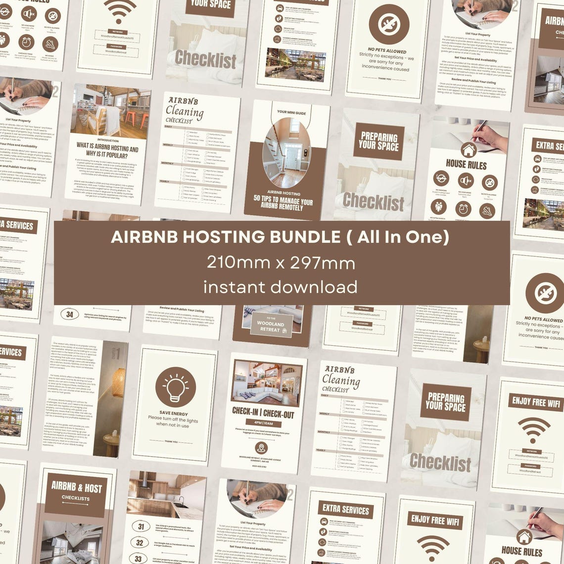 Airbnb Boho Checklist Bundle Editable Airbnb Canva Customizable Starter ...