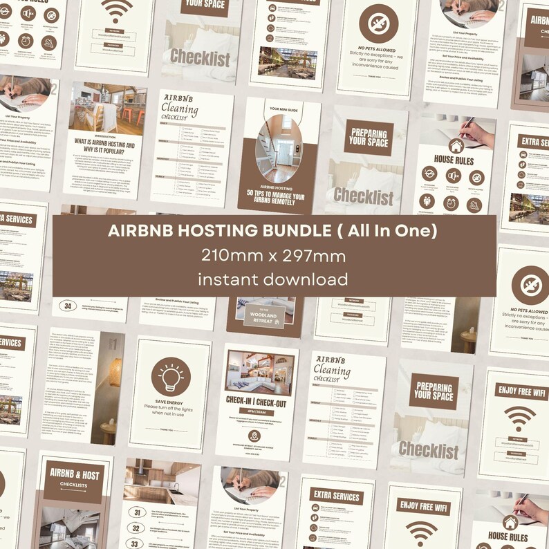 Airbnb Boho Checklist Bundle Editable Airbnb Canva Customizable Starter ...