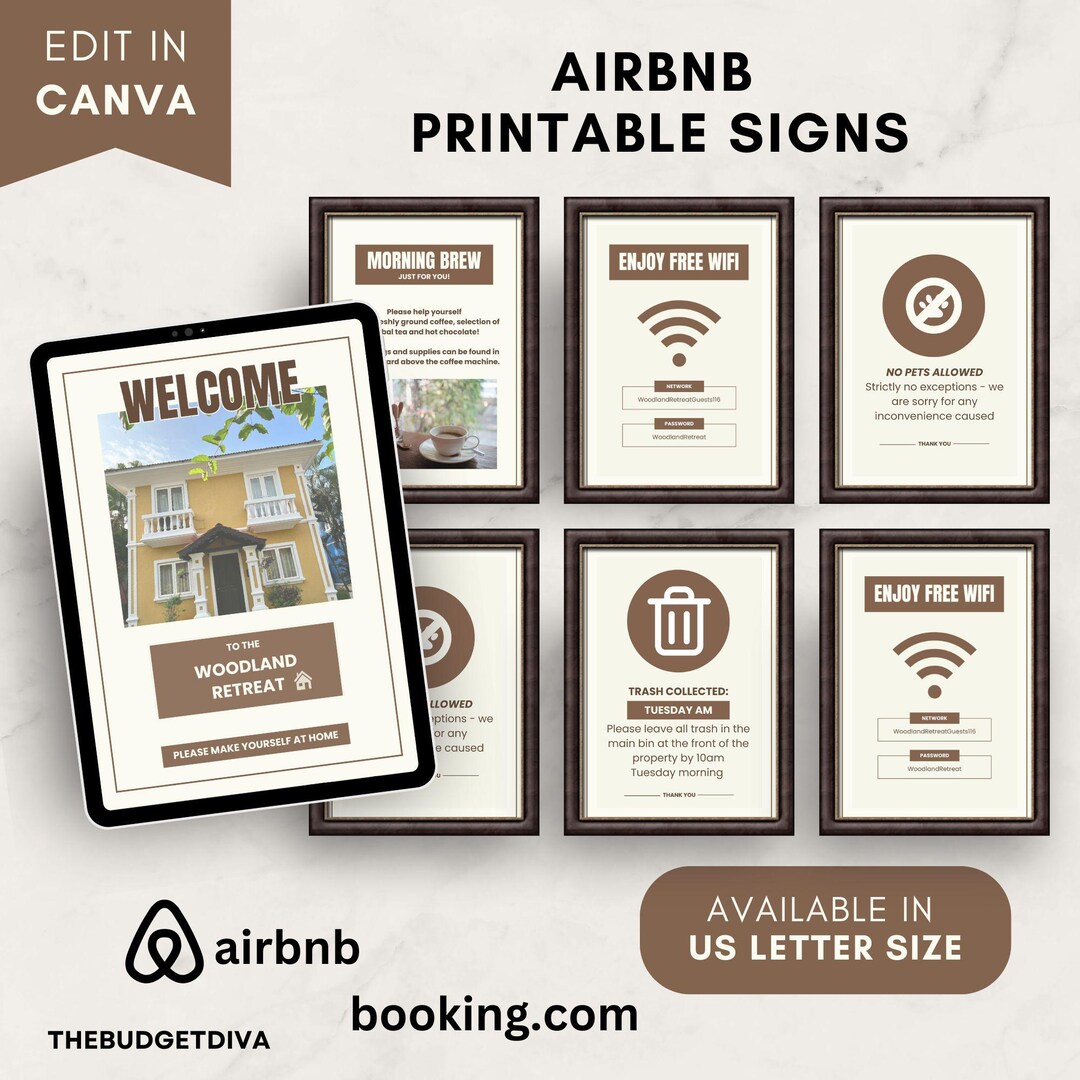 Airbnb Printable Signs Airbnb Canva Airbnb Templates Airbnb Welcome ...