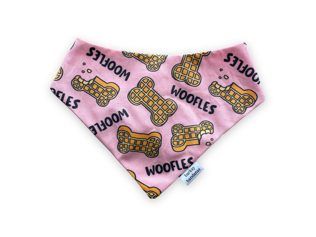 Pink Woofle Dog Bandana, Snap on Dog Bandana, Pet Bandana, Waffles - Etsy