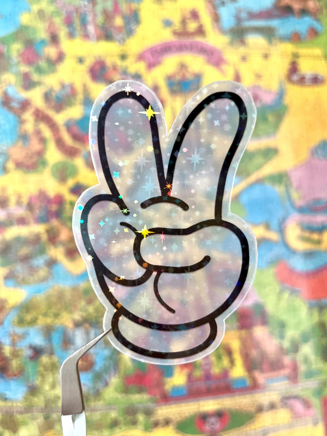 Mickey Mouse Peace Sign Hands Clear Sticker Walt Disney World Sticker ...