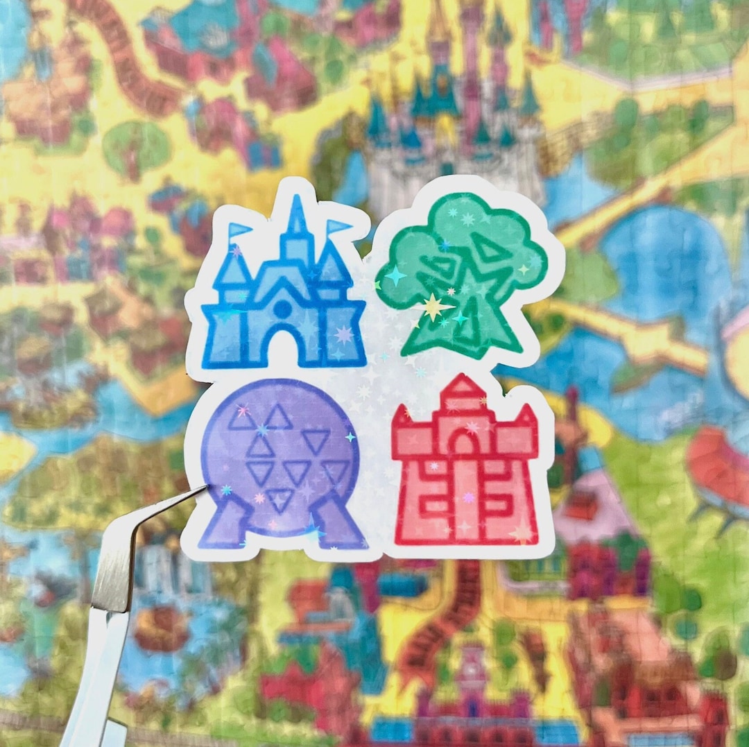 Disney World 4 Park Icons Monochromatic Vinyl Square Sticker - Etsy