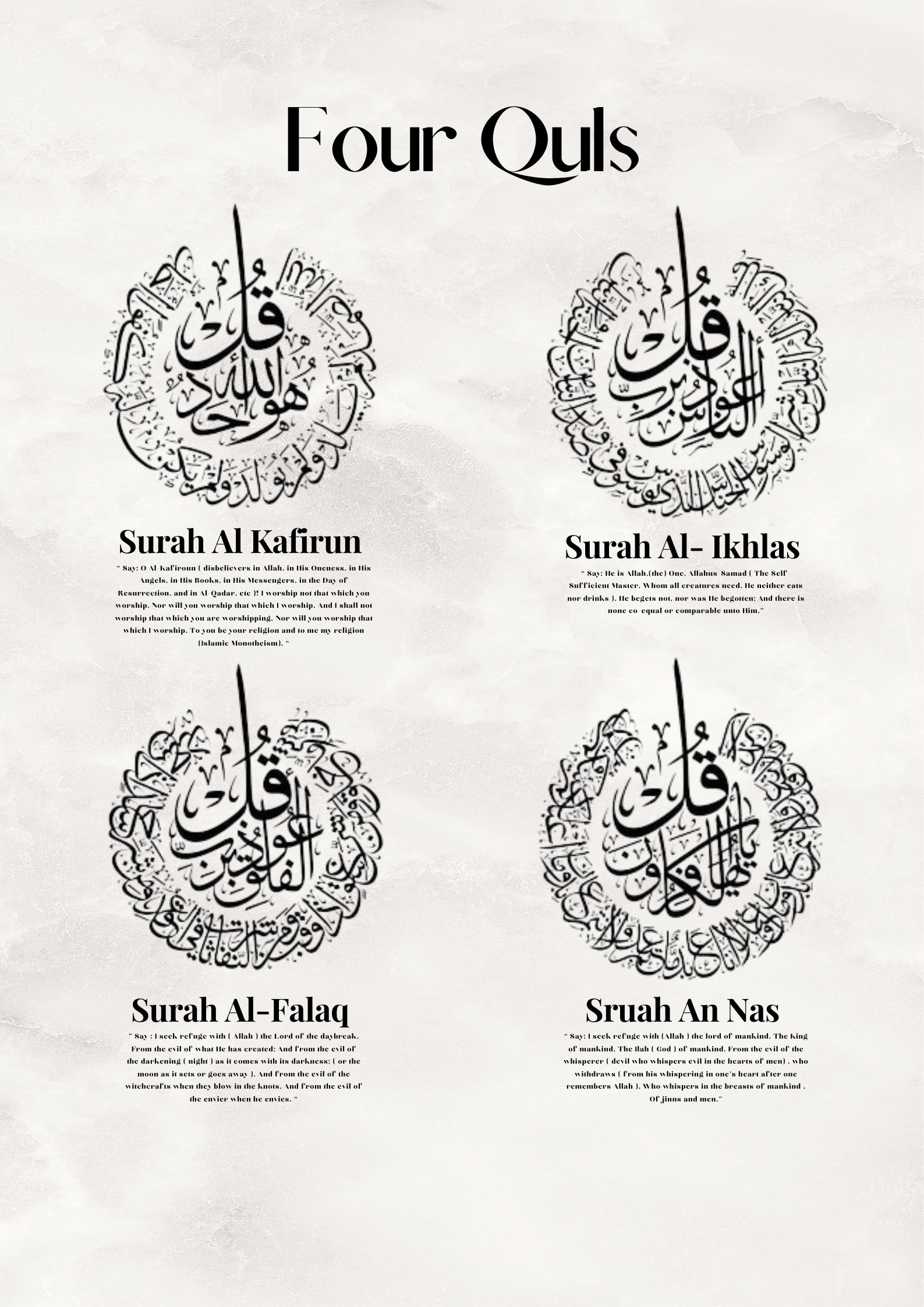 4 Kalima, Quls, Ayatul Kursi and Islamic Dua Digital Poster Set - Etsy