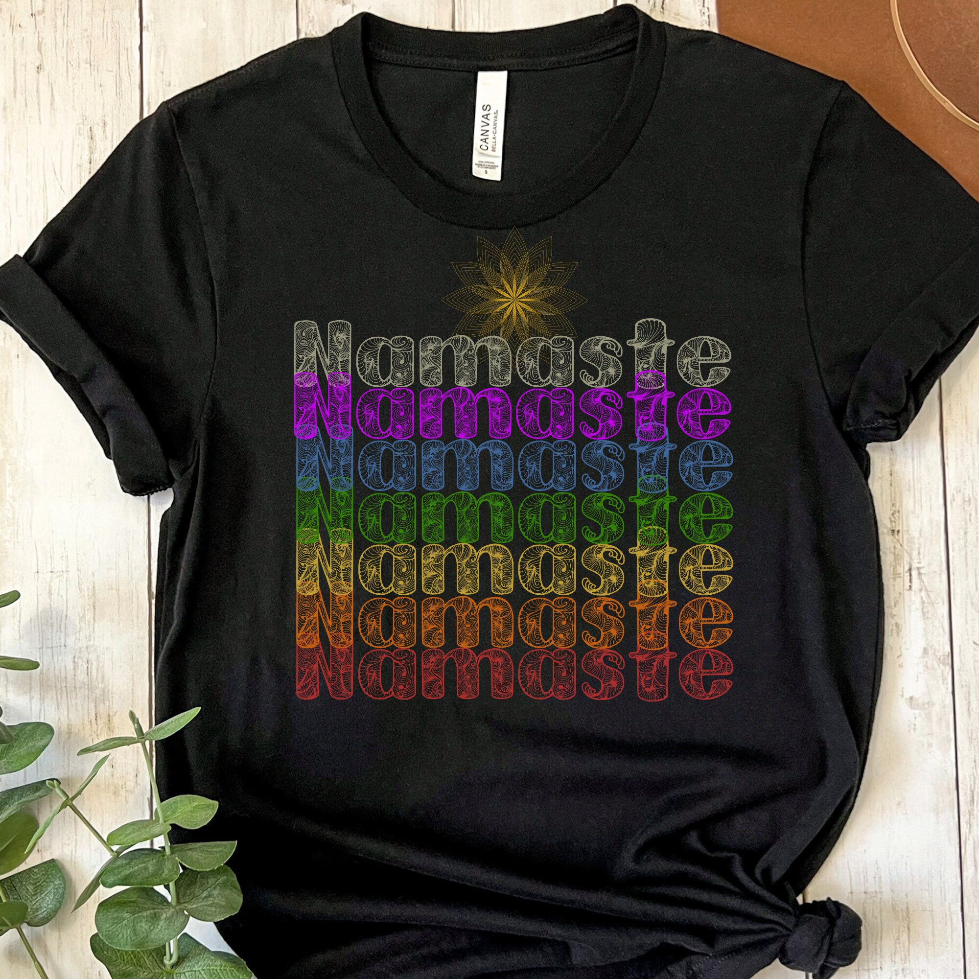 Yoga Shirt Namaste Inspirational T-shirt 7 Chakra Color Spiritual ...