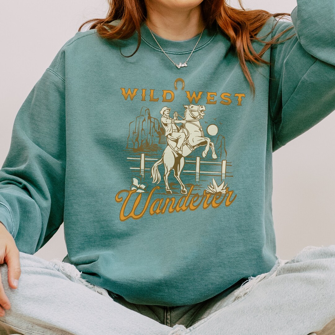 Comfort Colors Western Sweatshirt, Wild West Sweatshirt, Retro Cowgirl ...