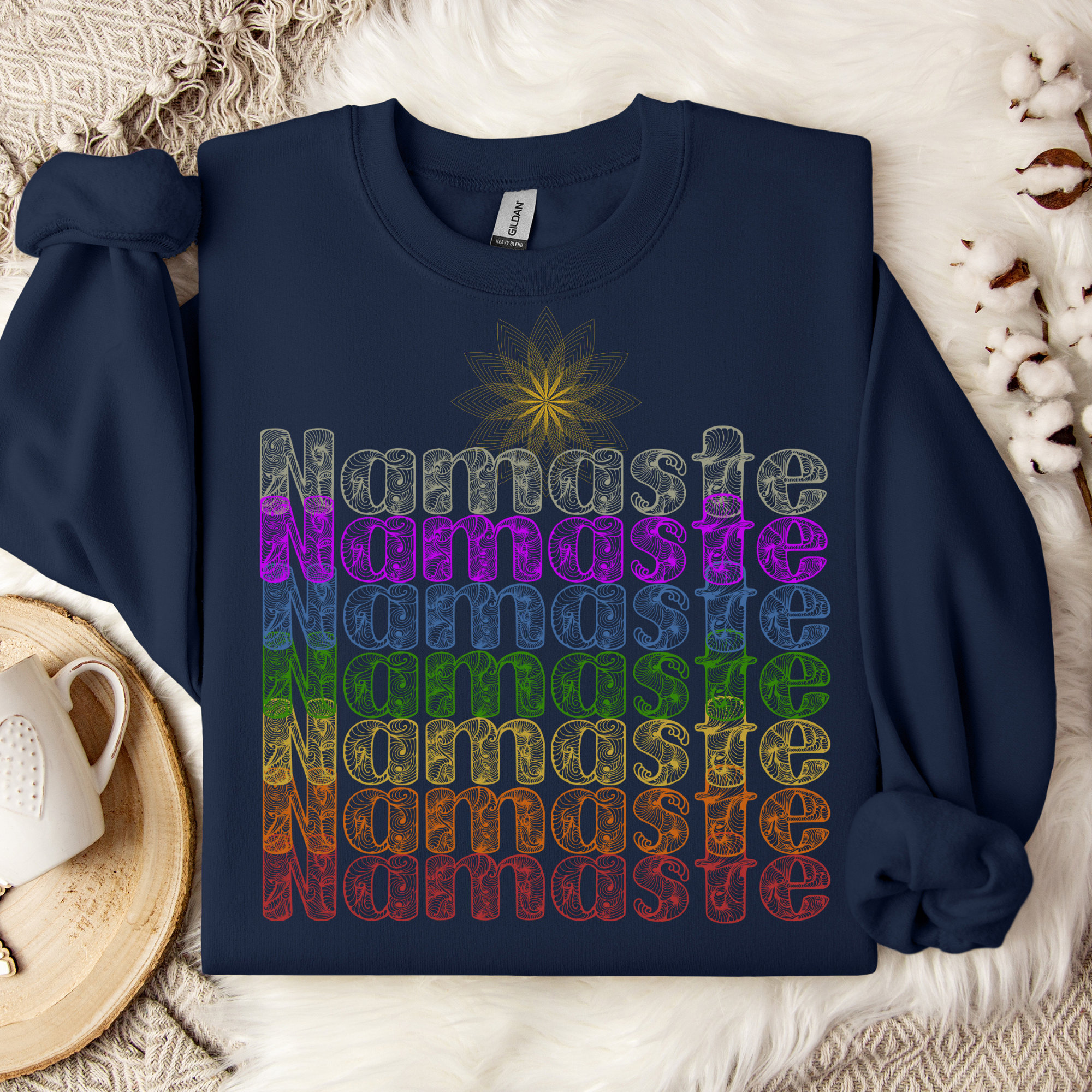 Yoga Sweatshirt Namaste Yoga Shirt Chakra Color Sweatshirts Zen Lotus ...