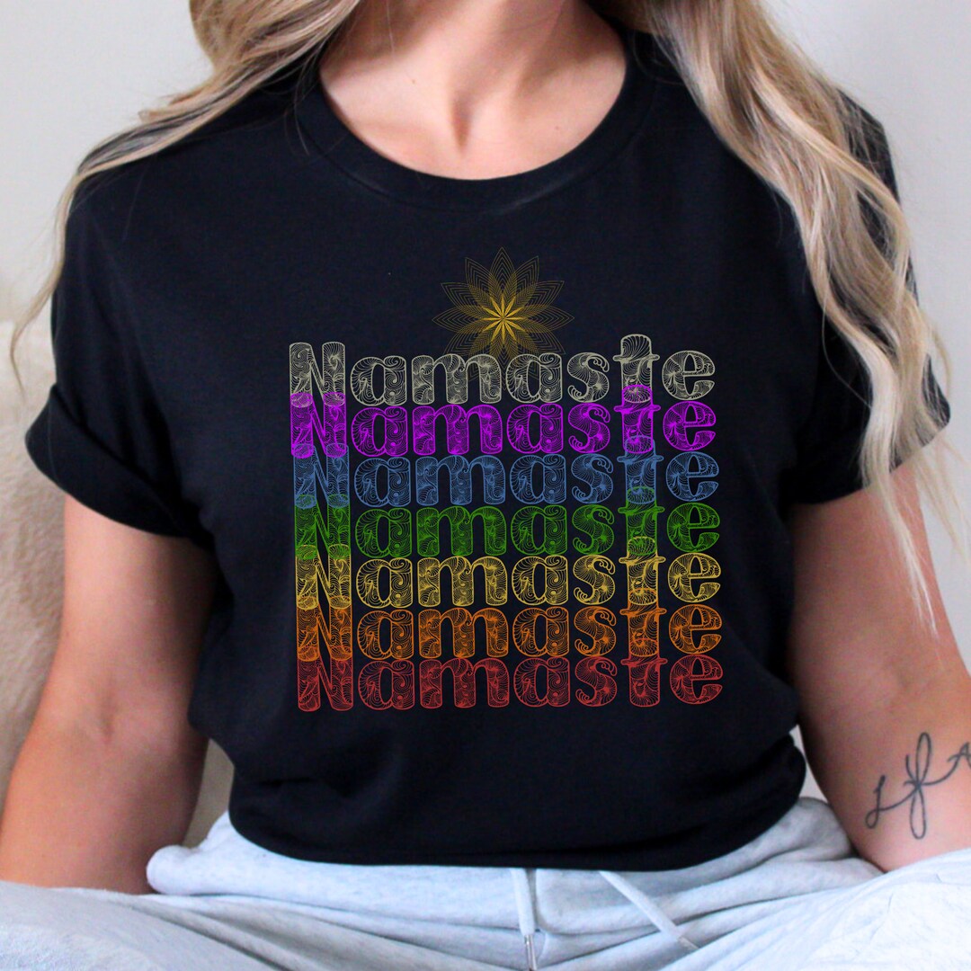 Yoga Shirt Namaste Inspirational T-shirt 7 Chakra Color Spiritual ...