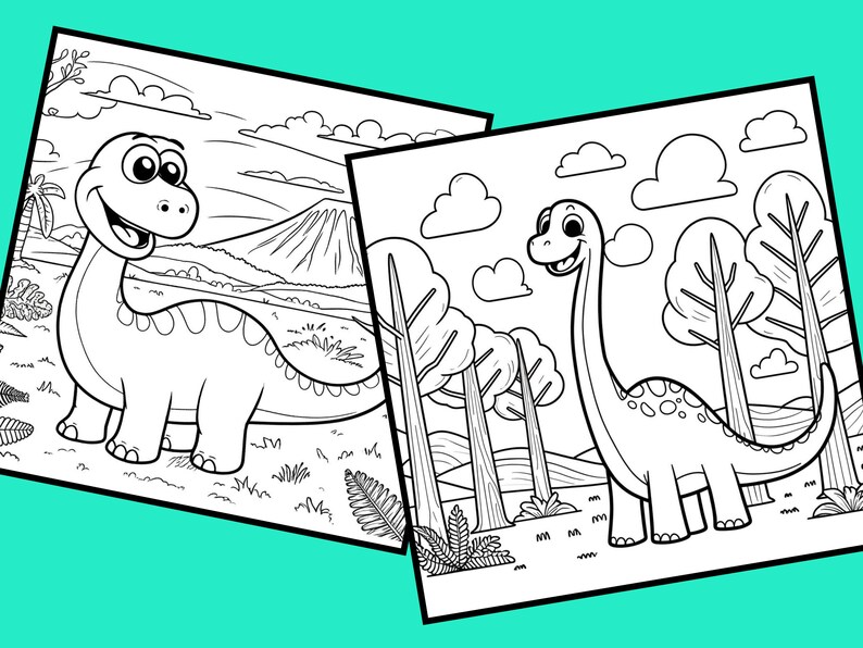 Printable Dinosaur Coloring Pages - Instant Download, Fun Prehistoric ...