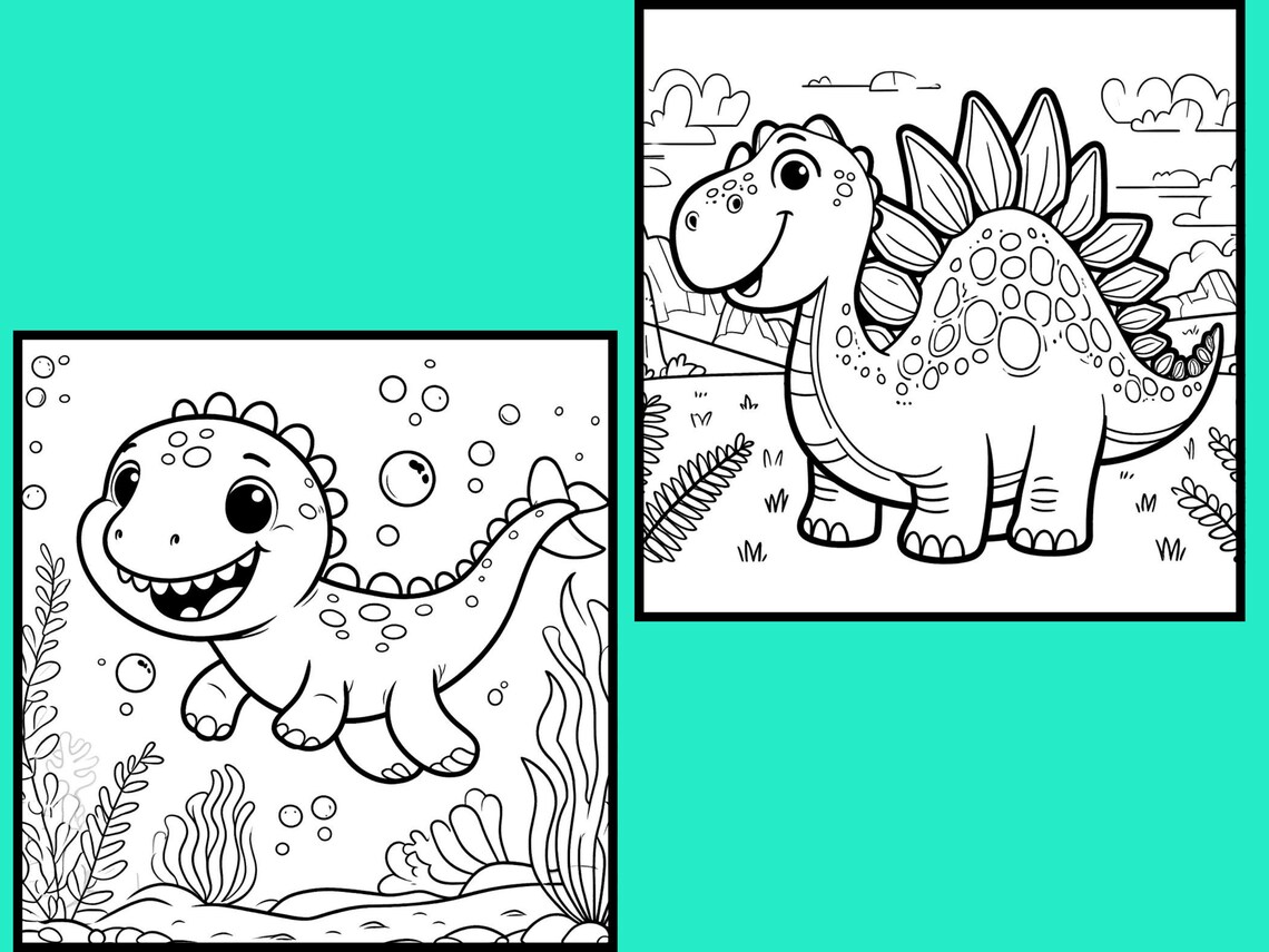 Printable Dinosaur Coloring Pages - Instant Download, Fun Prehistoric ...