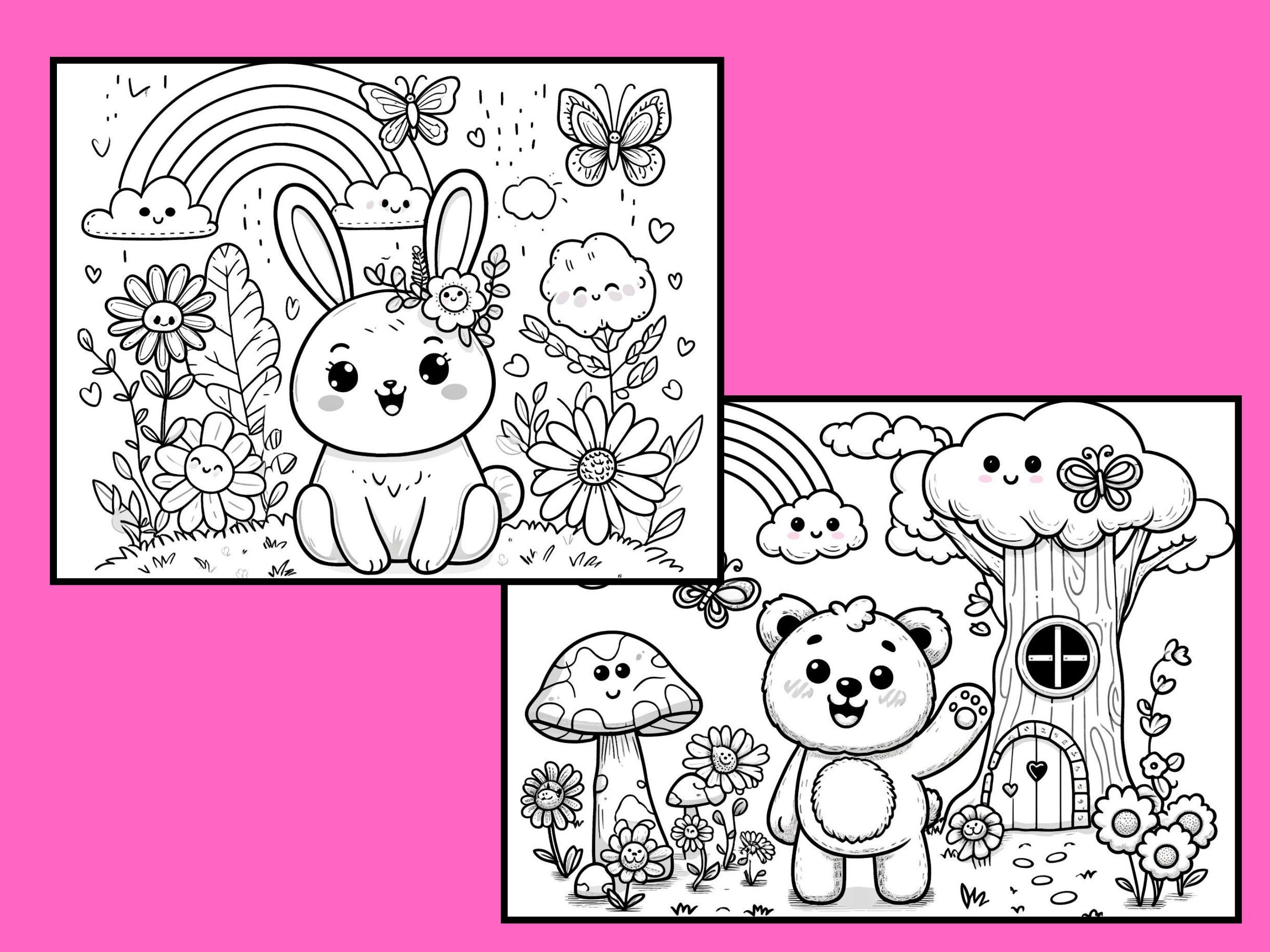 Fantasy Coloring Book Pages for Kids: Magical Unicorns, Happy Birds ...