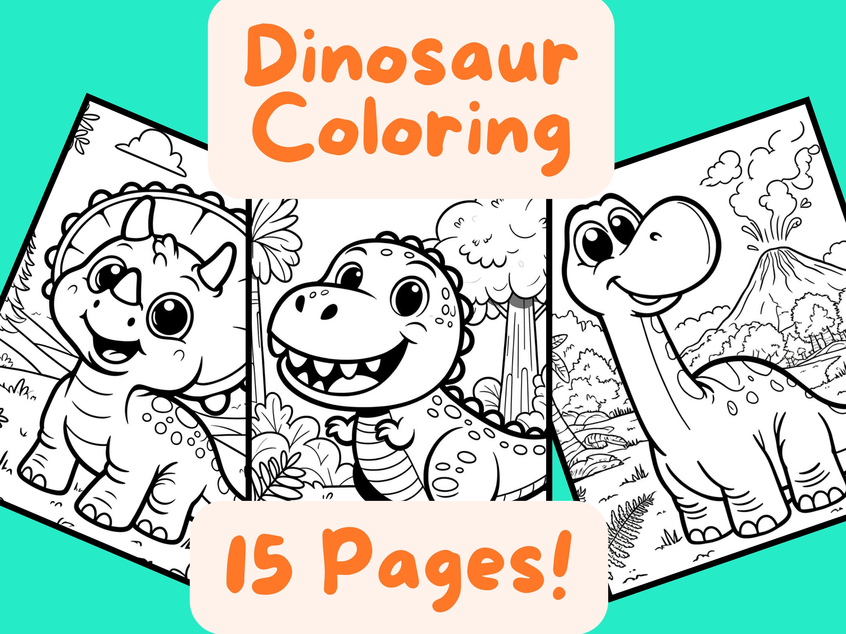 Printable Dinosaur Coloring Pages - Instant Download, Fun Prehistoric ...