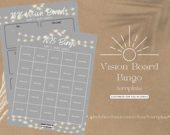Vision Board Bingo Template - Etsy